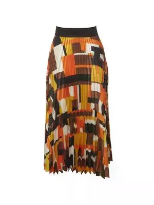 Carolina Herrera Abstract Print Pleated Midi Skirt - Orange