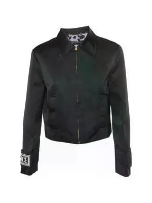 Versace Satin Cropped Zip-up Jacket
