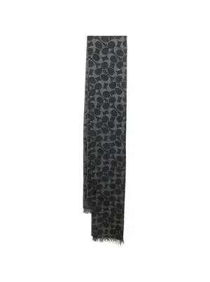 COACH VINTAGE Fringed Monogram Scarf - Black