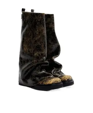 Attico Ruched High Boots - Black