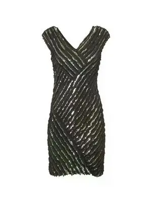 Roberto Cavalli Sequin Embellished V-neck Mini Dress - Black
