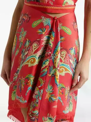 Etro Paisley-print Fringed Silk Skirt