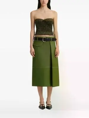 Marni Bonded Nappa Leather Midi Skirt - Green