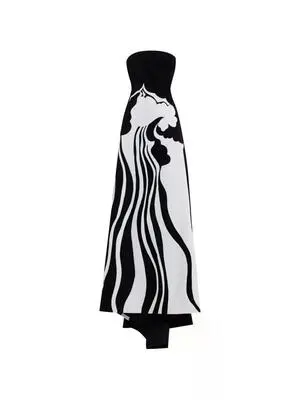 SAIID KOBEISY Strapless Embroidered Crepe Maxi Dress - Black
