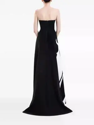 SAIID KOBEISY Strapless Embroidered Crepe Maxi Dress