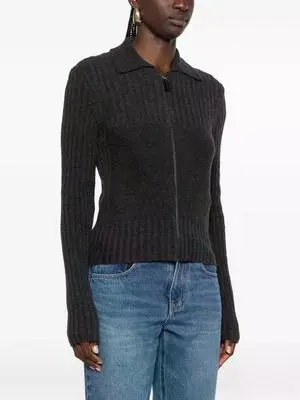 Victoria Beckham Ribbed-knit Zip-up Cardigan