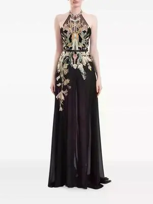 SAIID KOBEISY Sleeveless Maxi Dress With Floral Embroidery