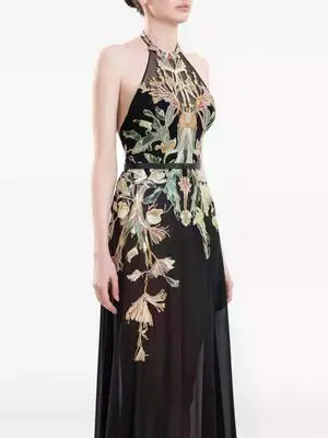 SAIID KOBEISY Sleeveless Maxi Dress With Floral Embroidery