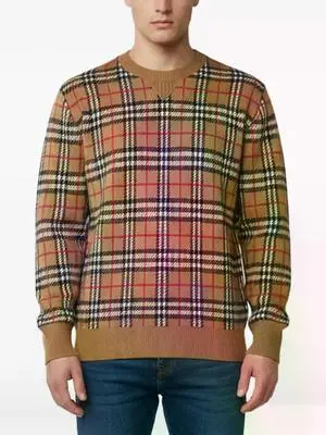 Burberry Checked Cashmere Sweater - Neutrals