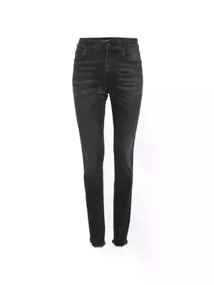 Saint Laurent Straight Leg Frayed Hem Jeans