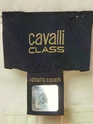 Roberto Cavalli Cream White Slim Fit Trousers