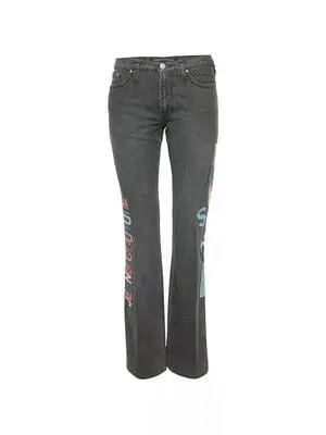 Versace Logo Embroidered Jeans - Grey