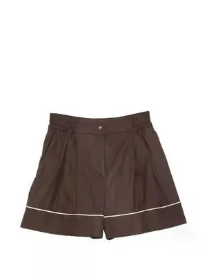 Moncler Logo Patch Shorts With Piped Trim - Brown