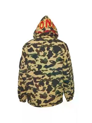 A BATHING APE Shark Camo-print Zip-up Hoodie - Neutrals