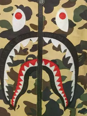 A BATHING APE Shark Camo-print Zip-up Hoodie