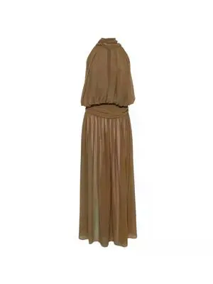 DE LA VALI Cruz Ruched-waist Maxi Dress - Brown