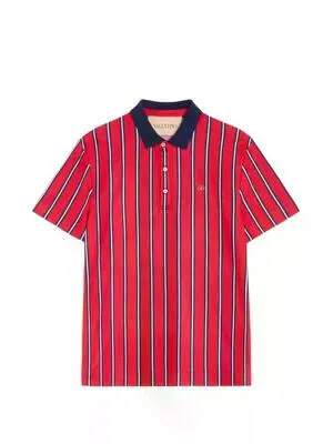 Valentino Garavani Striped Polo Top - Red