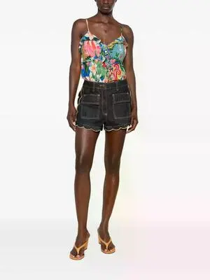 Farm Rio Dark Denim Shorts - Blue