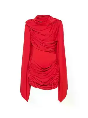 DE LA VALI Perisa Draped-detail Mini Dress - Red