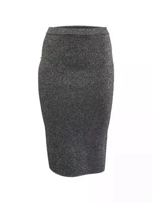 Sandro Lurex Knit Midi Skirt - Grey