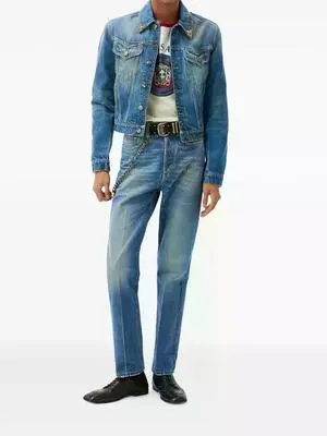 Versace Distressed Straight Jeans - Blue