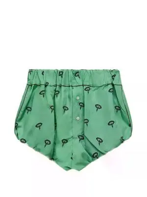 Marni Silk Twill Bloomers With Floral Print - Green