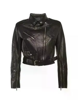 Prada Belted Biker Jacket - Black