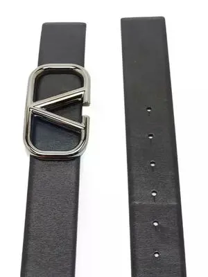 Valentino Garavani Vlogo Leather Belt - Black