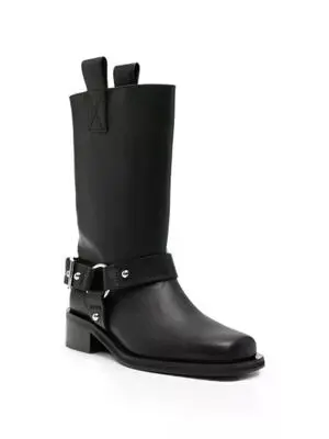 GANNI Harness Detail Biker Boots - Black