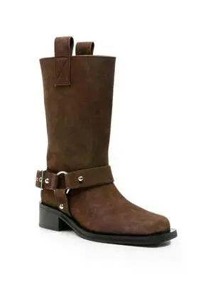 GANNI Buckle-detail Biker Boots