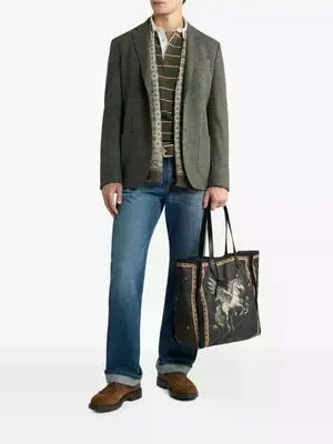 Etro Straight-leg Cotton Denim Jeans With Geometric Pattern Detail