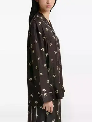 Marni Silk Twill Floral Print Pajama Shirt - Brown