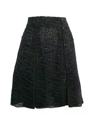Prada Pleated Tweed Mini Skirt - Black