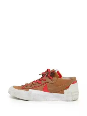 Nike X Sacai Blazer Leather And Suede Lace Up Sneakers - Brown
