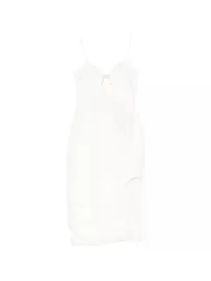 Farm Rio Shell Appliqué Pearl Detail Dress - White