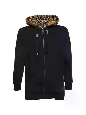 Burberry Check-pattern Zip-up Hoodie - Black