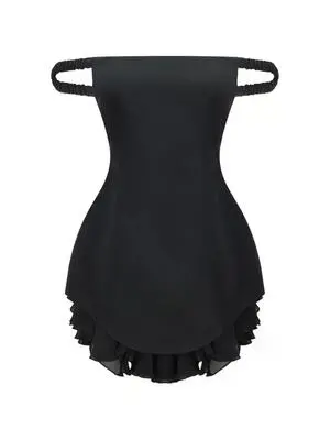 OCCLEUS Lavinia Off-shoulder Ruffled Mini Dress - Black