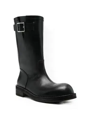 ANN DEMEULEMEESTER Neldor Buckle-detail Leather Boots - Black