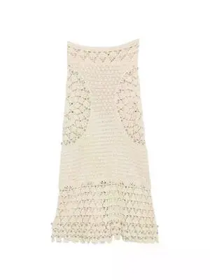 Rabanne Crochet Bead Embellished Maxi Skirt - Neutrals