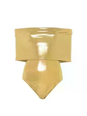 Norma Kamali Off-shoulder Metallic Bodysuit