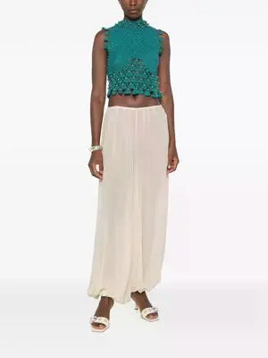 Rabanne Crochet Knit Sphere Embellished Top - Green