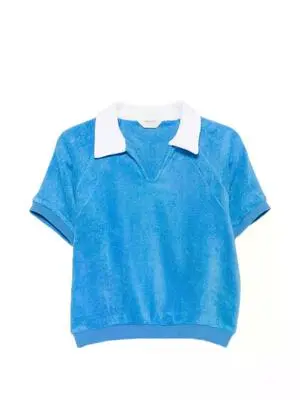 TERRY PUESTO Towelling Finish Polo-collar V-neck T-shirt
