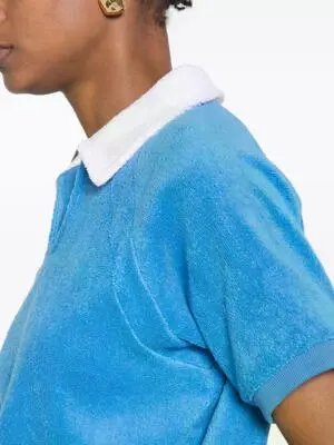 TERRY PUESTO Towelling Finish Polo-collar V-neck T-shirt