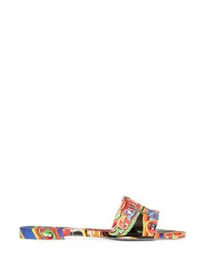 Dolce & Gabbana Carretto-print Rubber Slides - Red