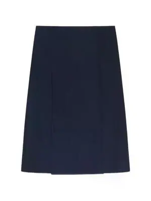 Marni Deep Techno Wool Skirt With Pleats - Blue