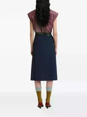 Marni Deep Techno Wool Skirt With Pleats