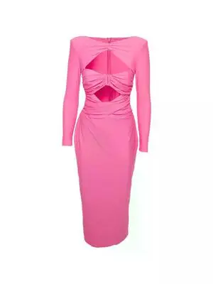 SELF-PORTRAIT Ruched Cut-out Dress - Pink