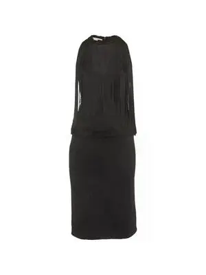 Stella McCartney Fringed Crepe Dress - Black