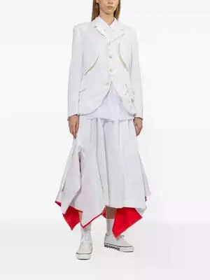 Comme Des Garçons Notched Lapel Buttoned Jacket - White