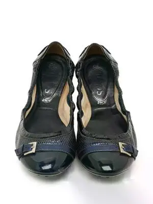 TOD'S Buckled Snakeskin-effect Ballet Flats